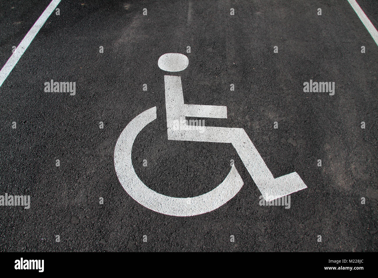 Handicap icon. Parking lot with handicap sign and symbol. Empty ...