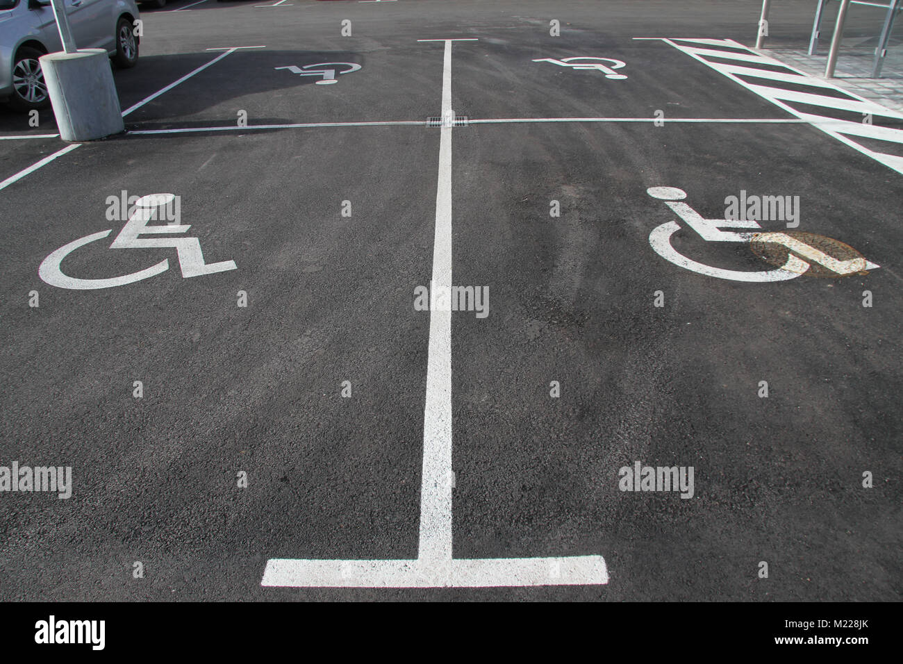 Handicap icon. Parking lot with handicap sign and symbol. Empty ...