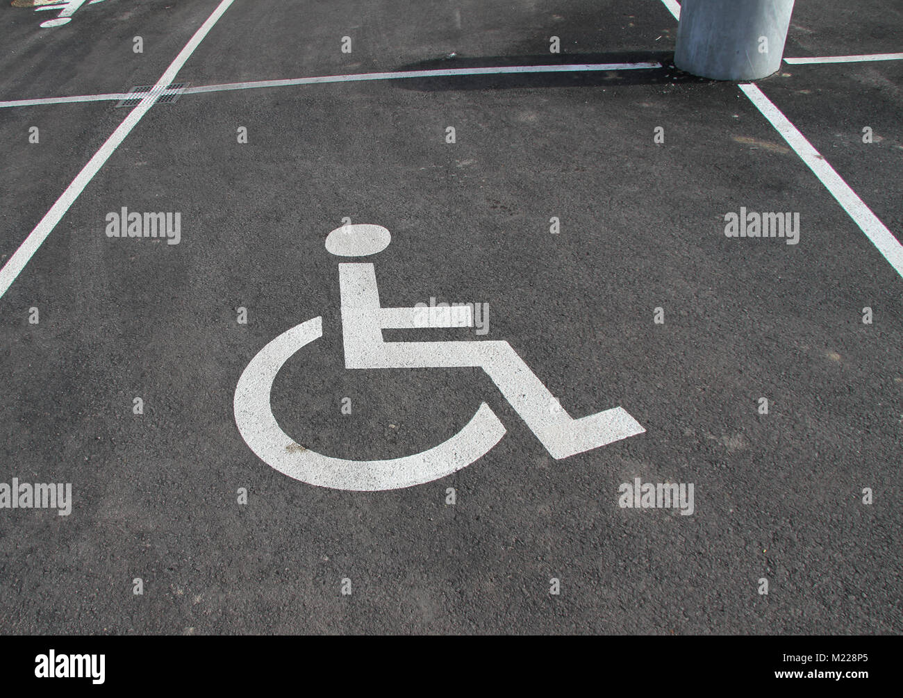 Handicap icon. Parking lot with handicap sign and symbol. Empty ...