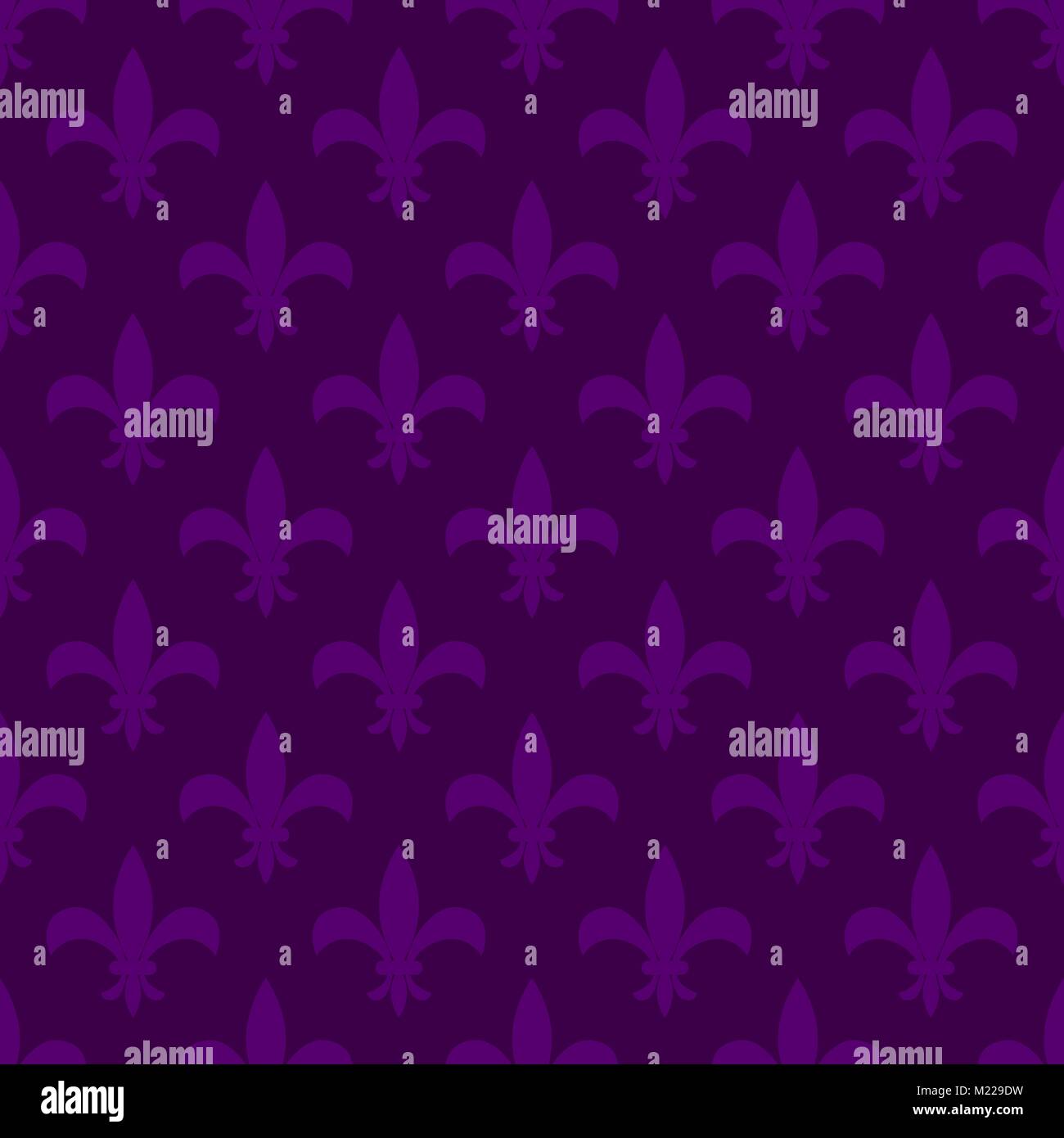 Mardi gras fleur de lis vector seamless pattern. Violet flower carnival card background Stock ...