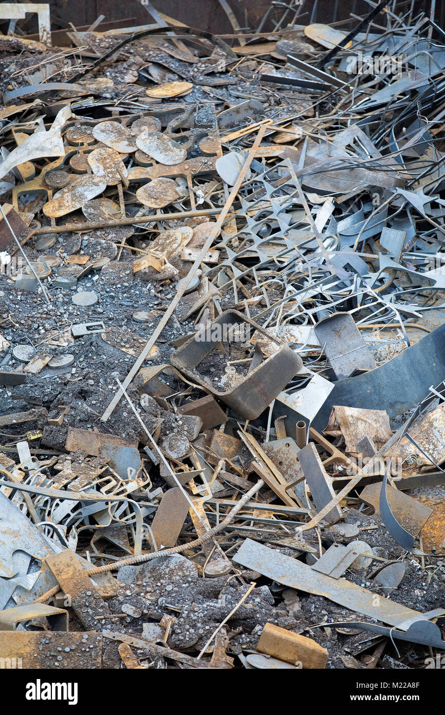 Railway wagon with metal scrap. Old rusty corroded metal, abstract for ...