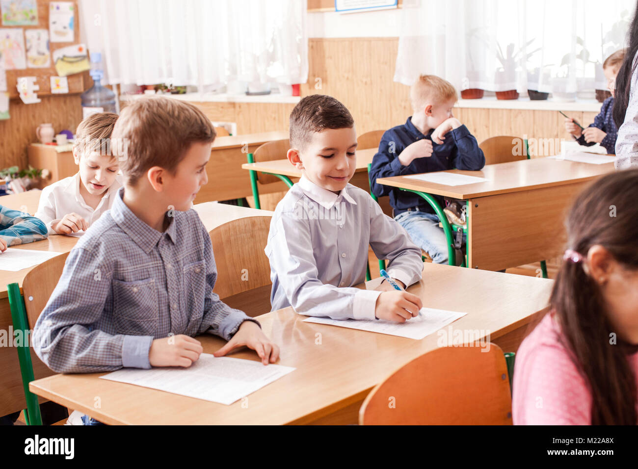 Children taking an exam Stock Photo - Alamy