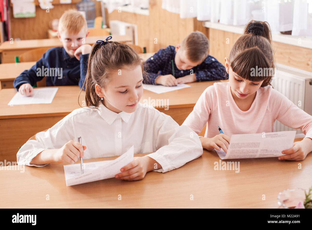Children taking an exam Stock Photo - Alamy
