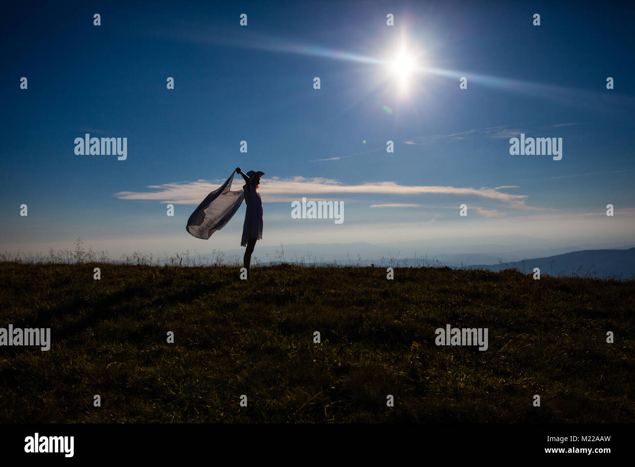 Unity of the girl with nature Stock Photo - Alamy