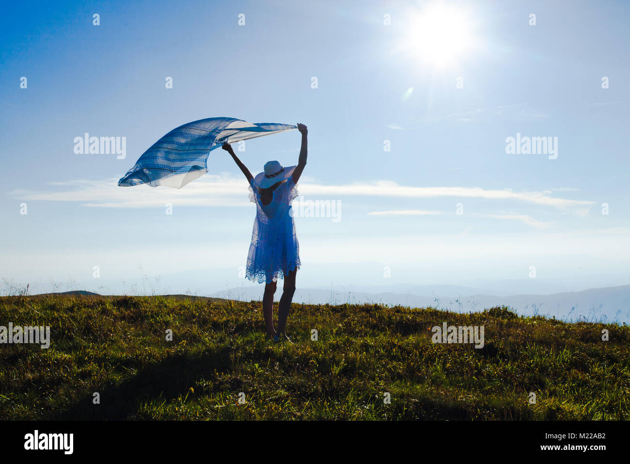 Unity of the girl with nature Stock Photo - Alamy