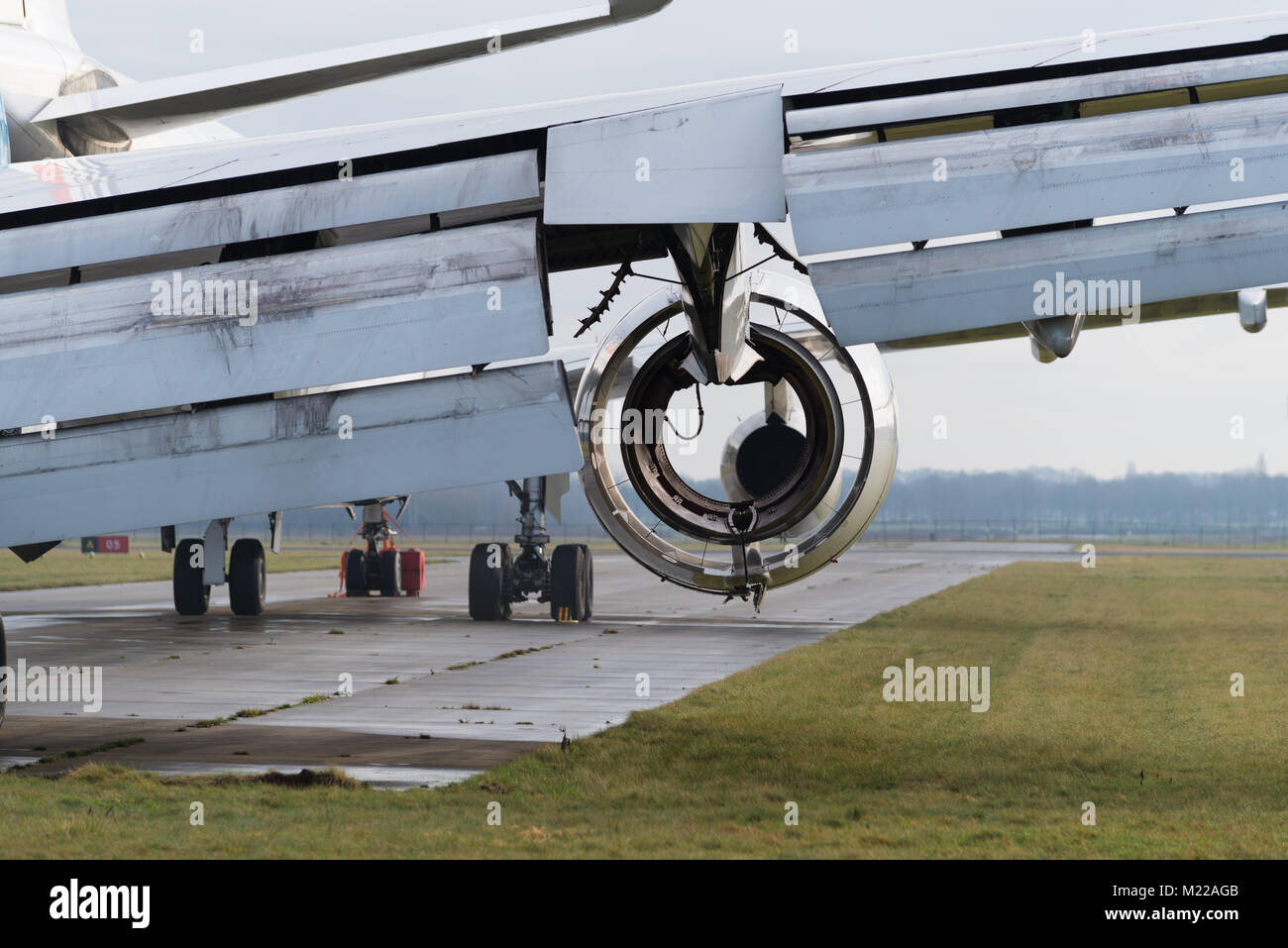 two commercial passenger airplanes being dismantled Stock Photo - Alamy