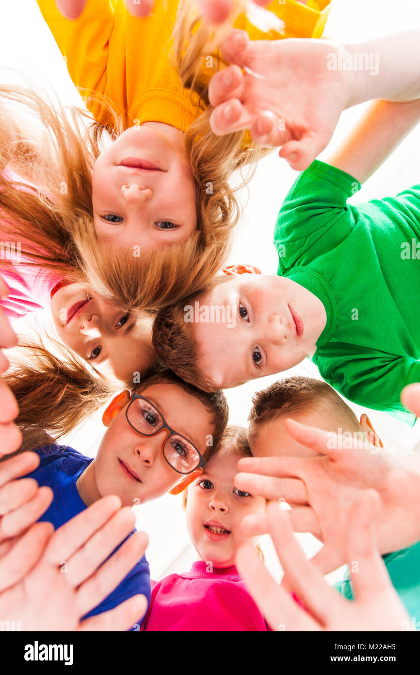 Kids faces in a round Stock Photo - Alamy
