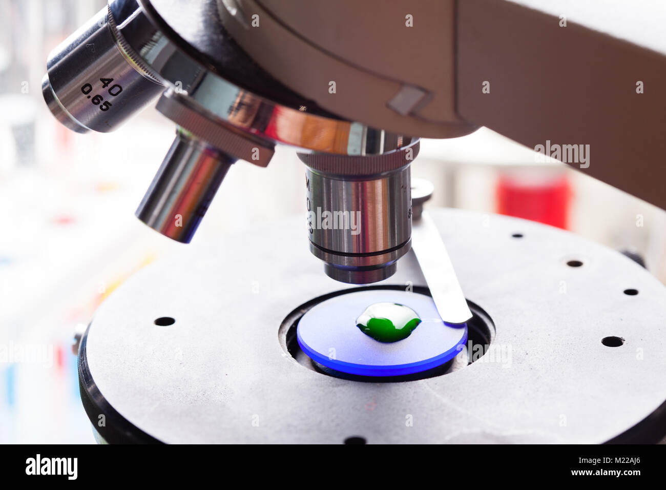 Microscope glass close up Stock Photo - Alamy