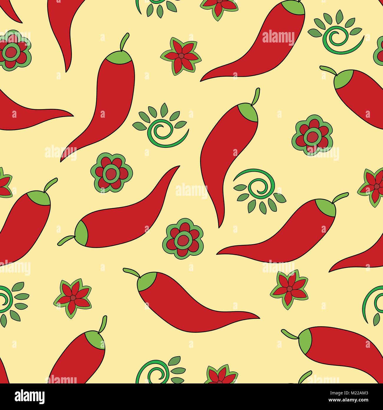 seamless pattern. Chile pepper. green, yellow and red colors. vector ...