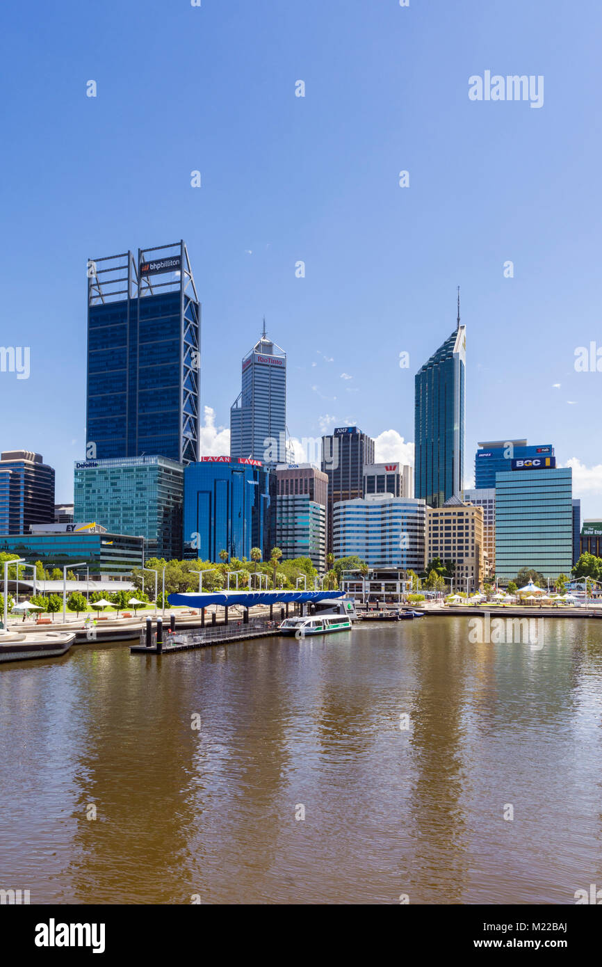 Elizabeth Quay and skyscrapers of Perth CBD, Perth, Western Australia ...