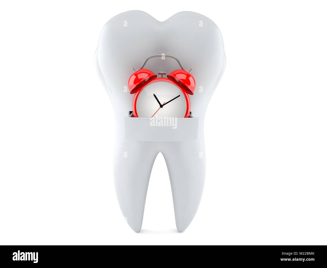 Alarm clock with tooth isolated on white background Stock Photo - Alamy