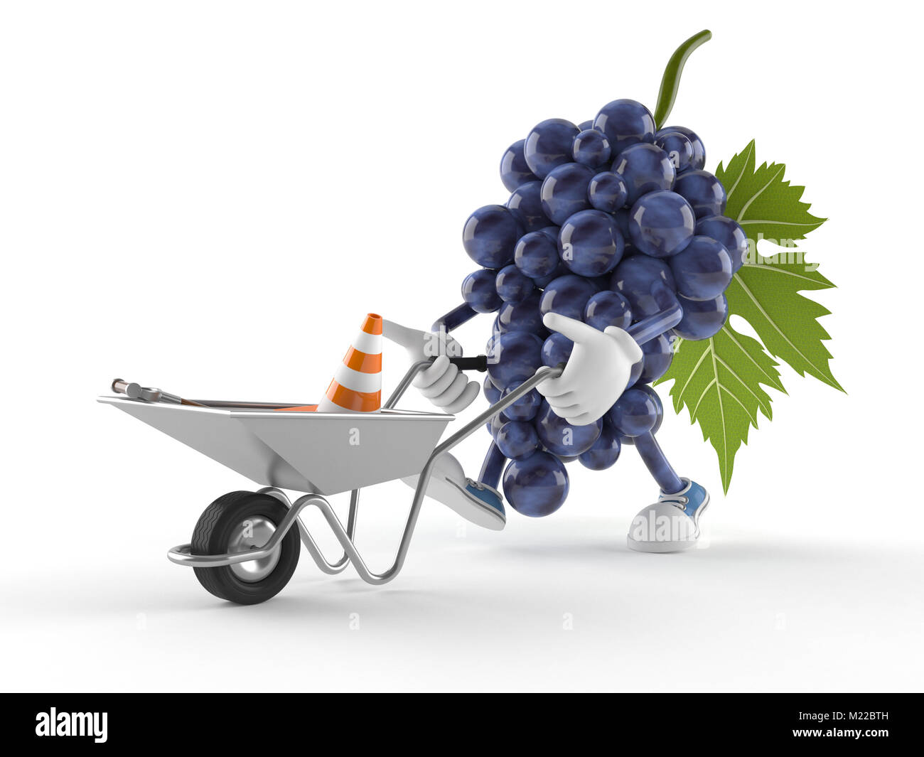 Grapes character with wheelbarrow isolated on white background Stock ...