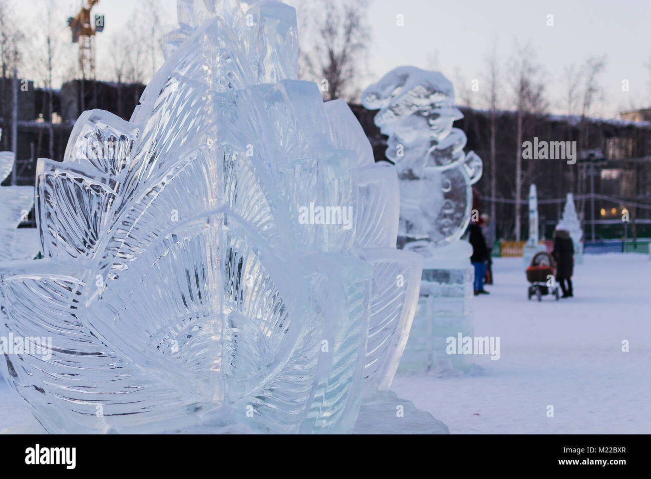snow statues of ice in the winter city Stock Photo - Alamy