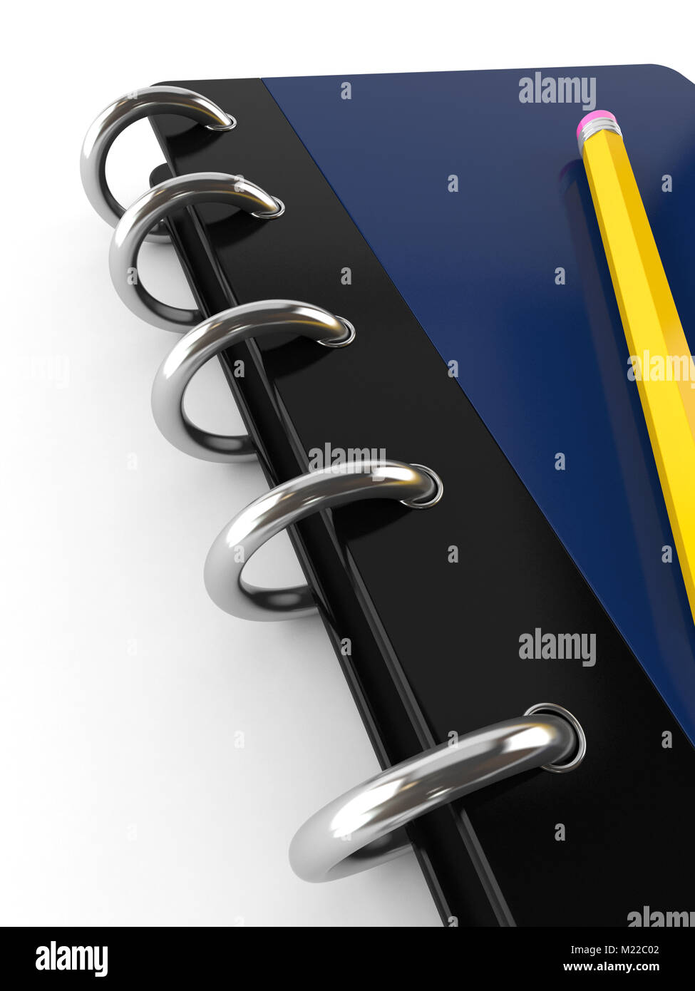 Notepad with pencil isolated on white background Stock Photo - Alamy