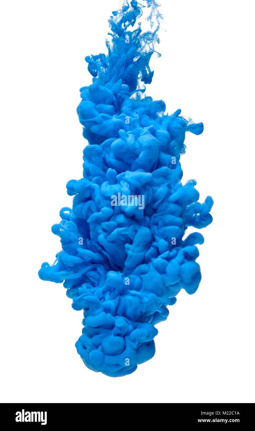 blue color paint pouring in water Stock Photo - Alamy