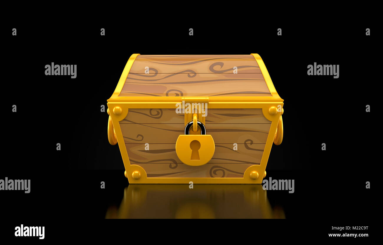 Treasure chest isolated on black background Stock Photo - Alamy