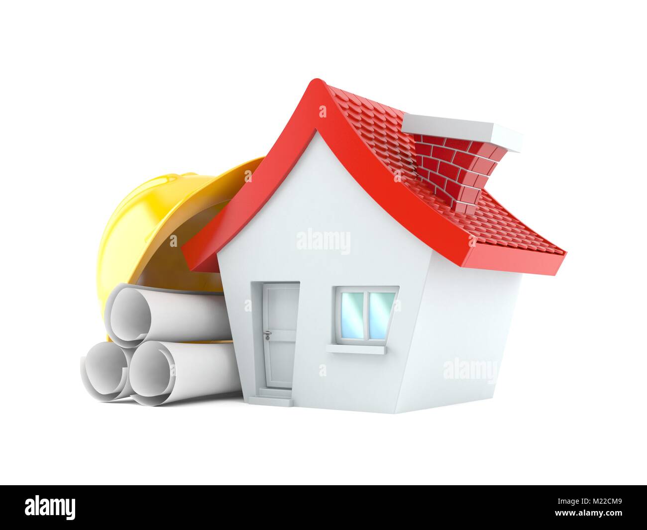 Blueprint with house isolated on white background Stock Photo - Alamy