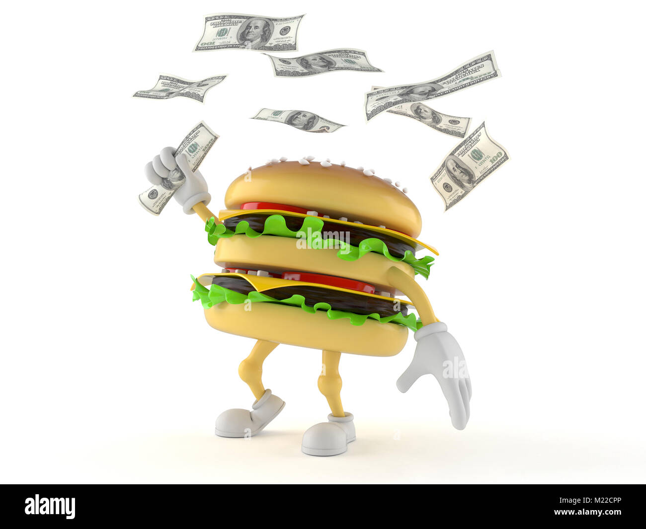 Hamburger character with money isolated on white background Stock Photo ...