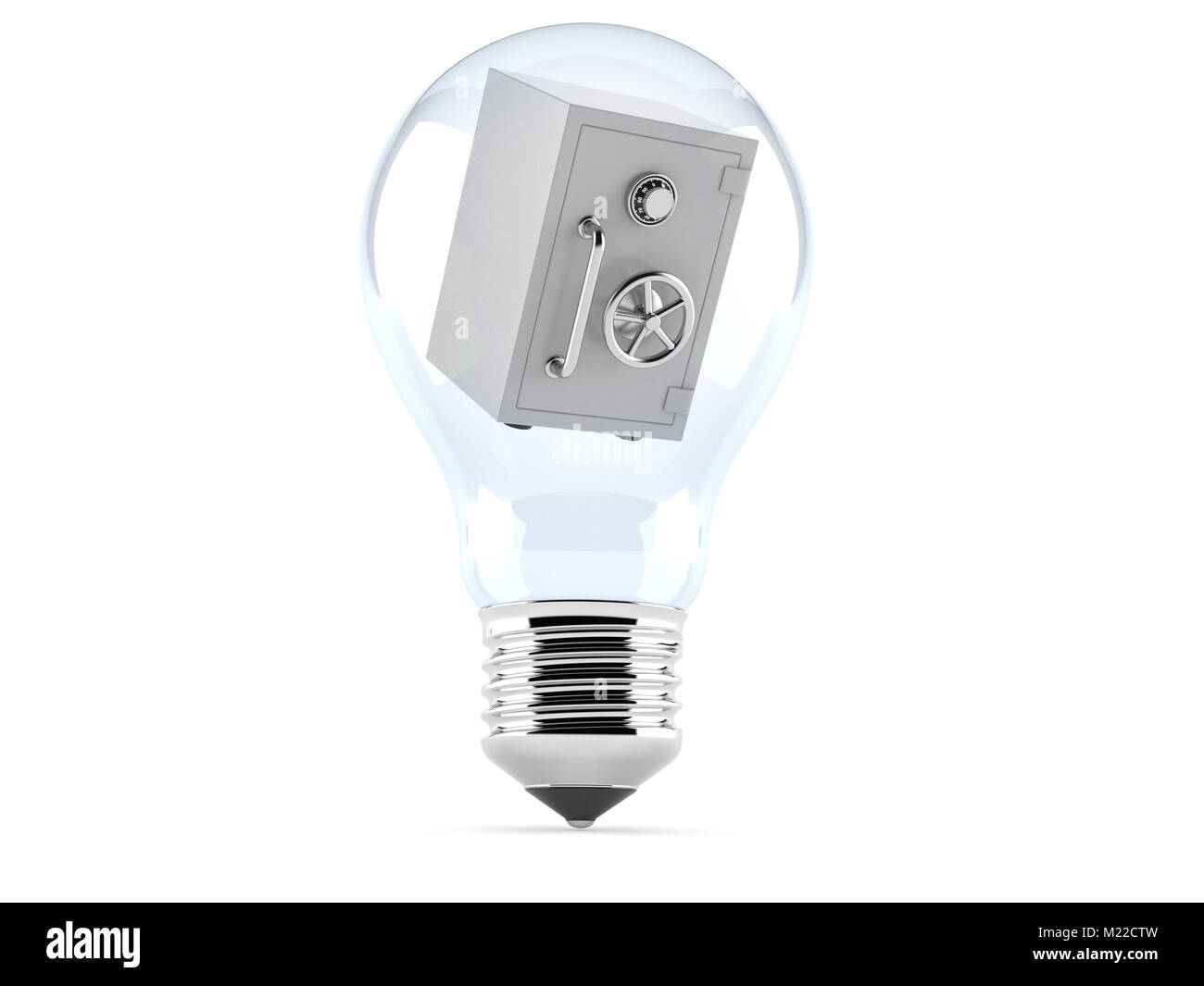 Safe inside Light bulb isolated on white background Stock Photo - Alamy