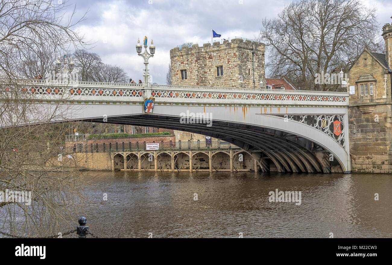 The 19th Century Lendal Bridge in York. Made of iron and spanning the ...