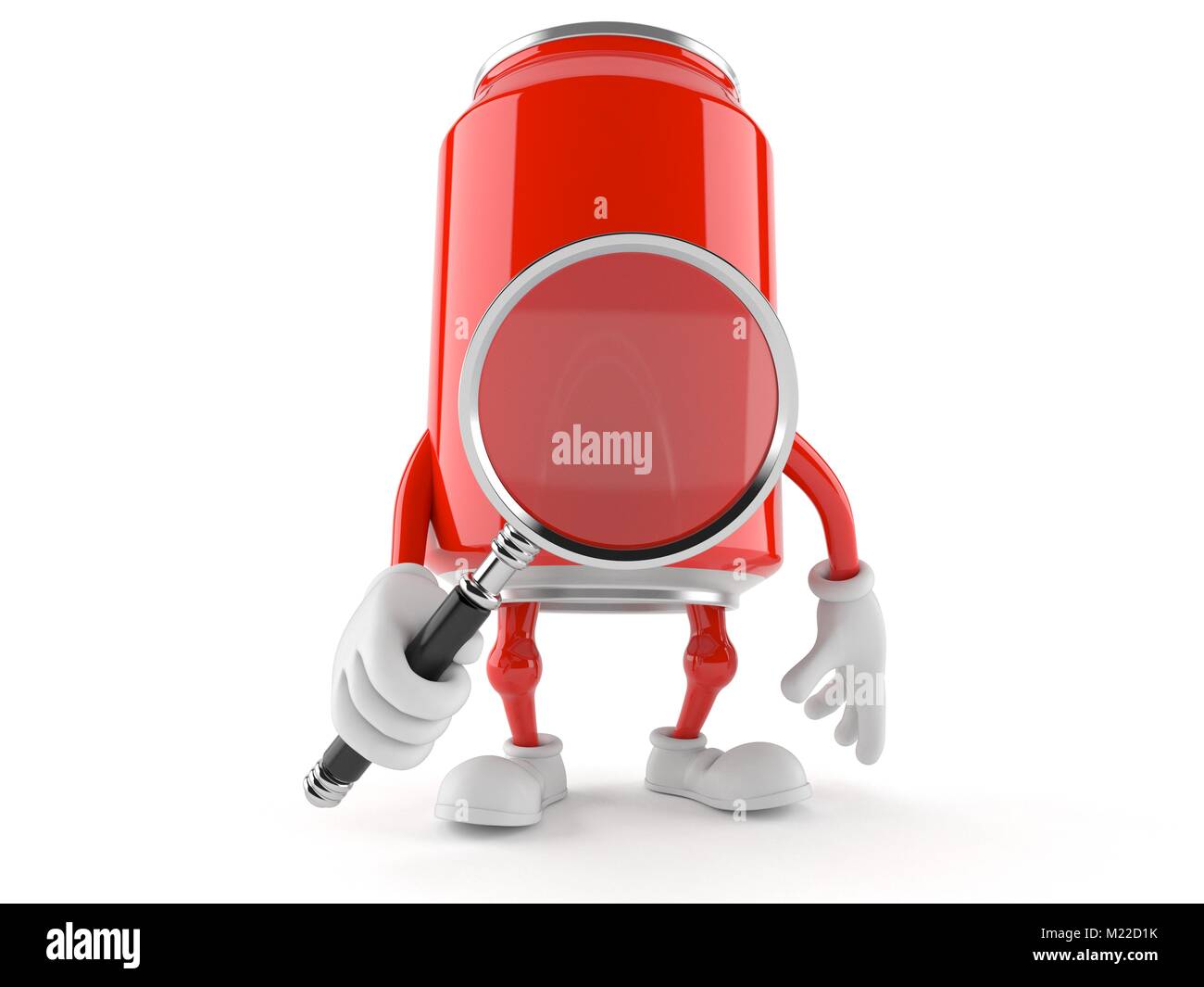 Soda toon with magnifying glass isolated on white background Stock ...