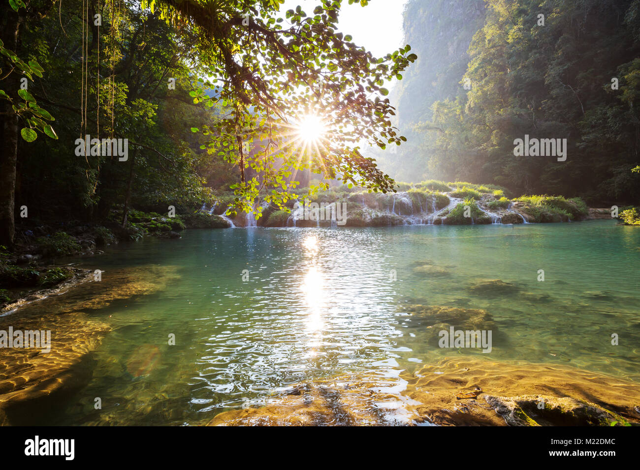 Beautiful natural pools in Semuc Champey, Lanquin, Guatemala, Central ...