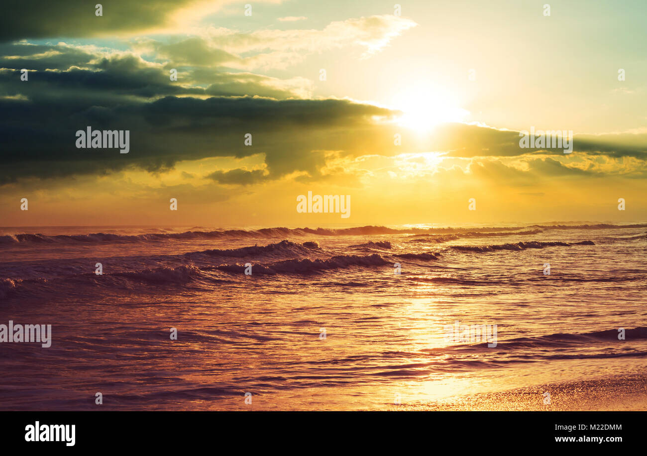 Scenic colorful sunset at the sea coast. Good for wallpaper or ...