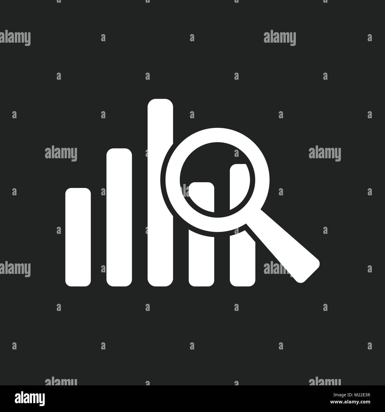 Business graph icon. Chart flat vector illustration on black background ...