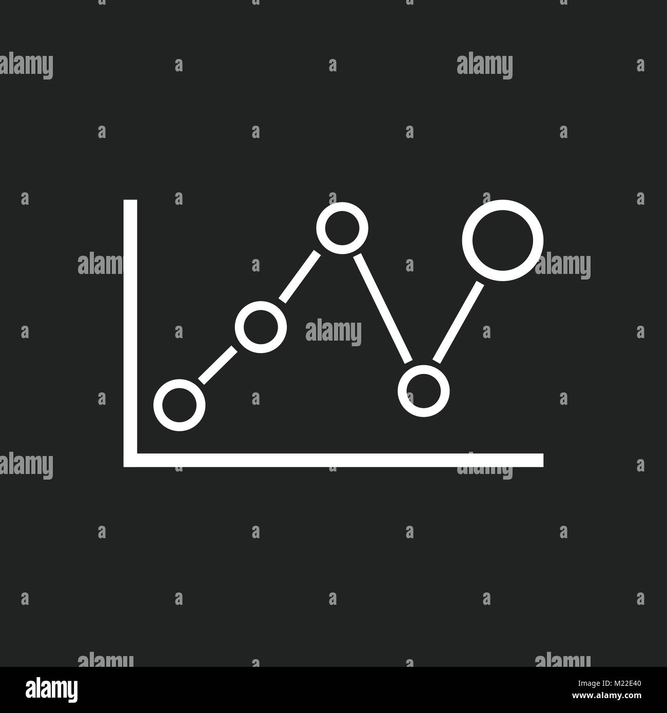Business graph icon. Chart flat vector illustration on black background ...