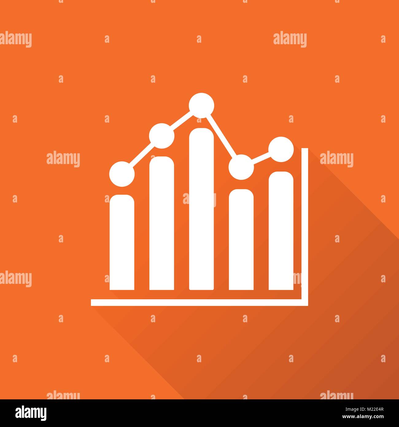 Chart graph icon with long shadow. Business flat vector illustration on ...