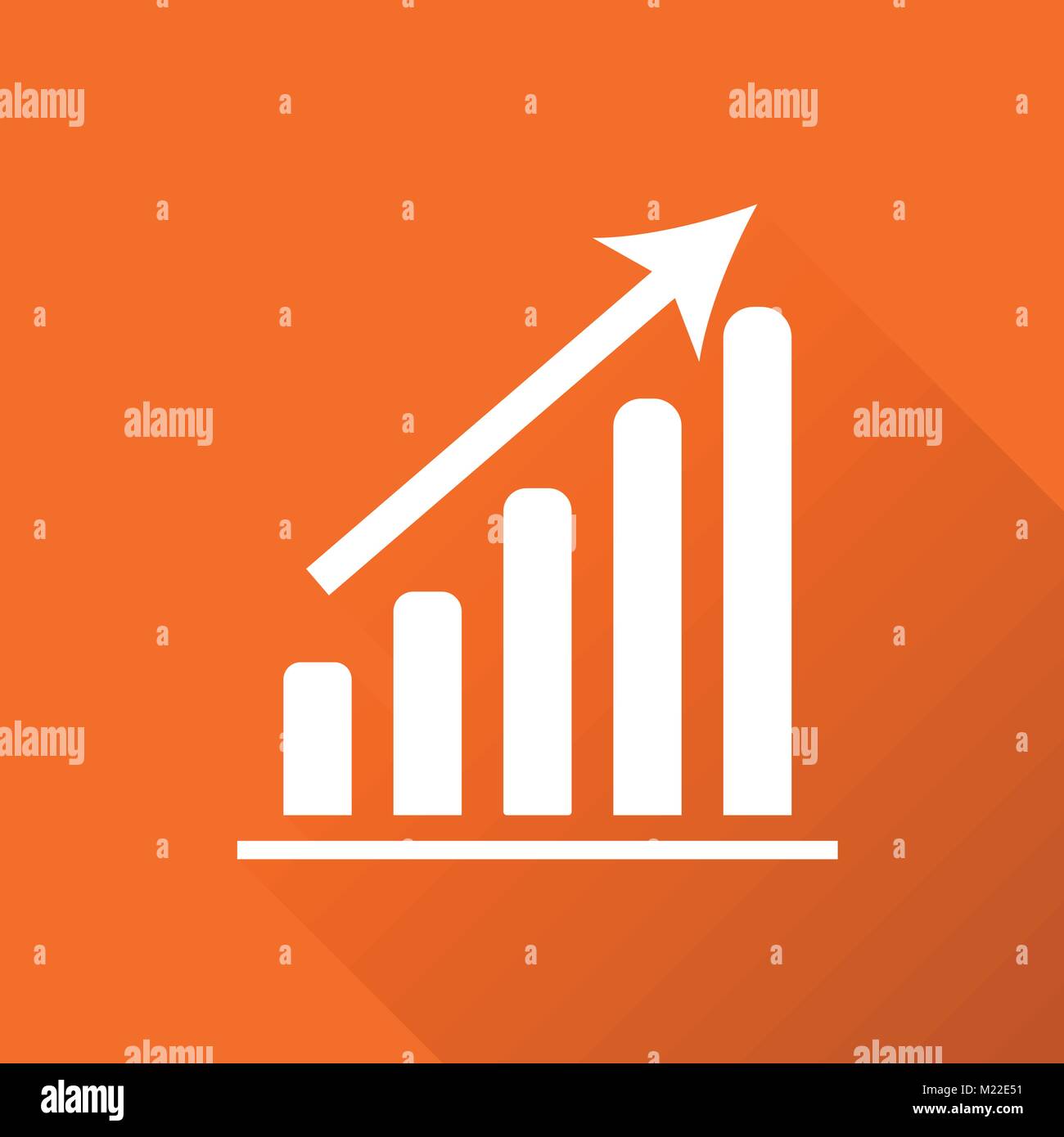 Chart graph icon with long shadow. Business flat vector illustration on ...