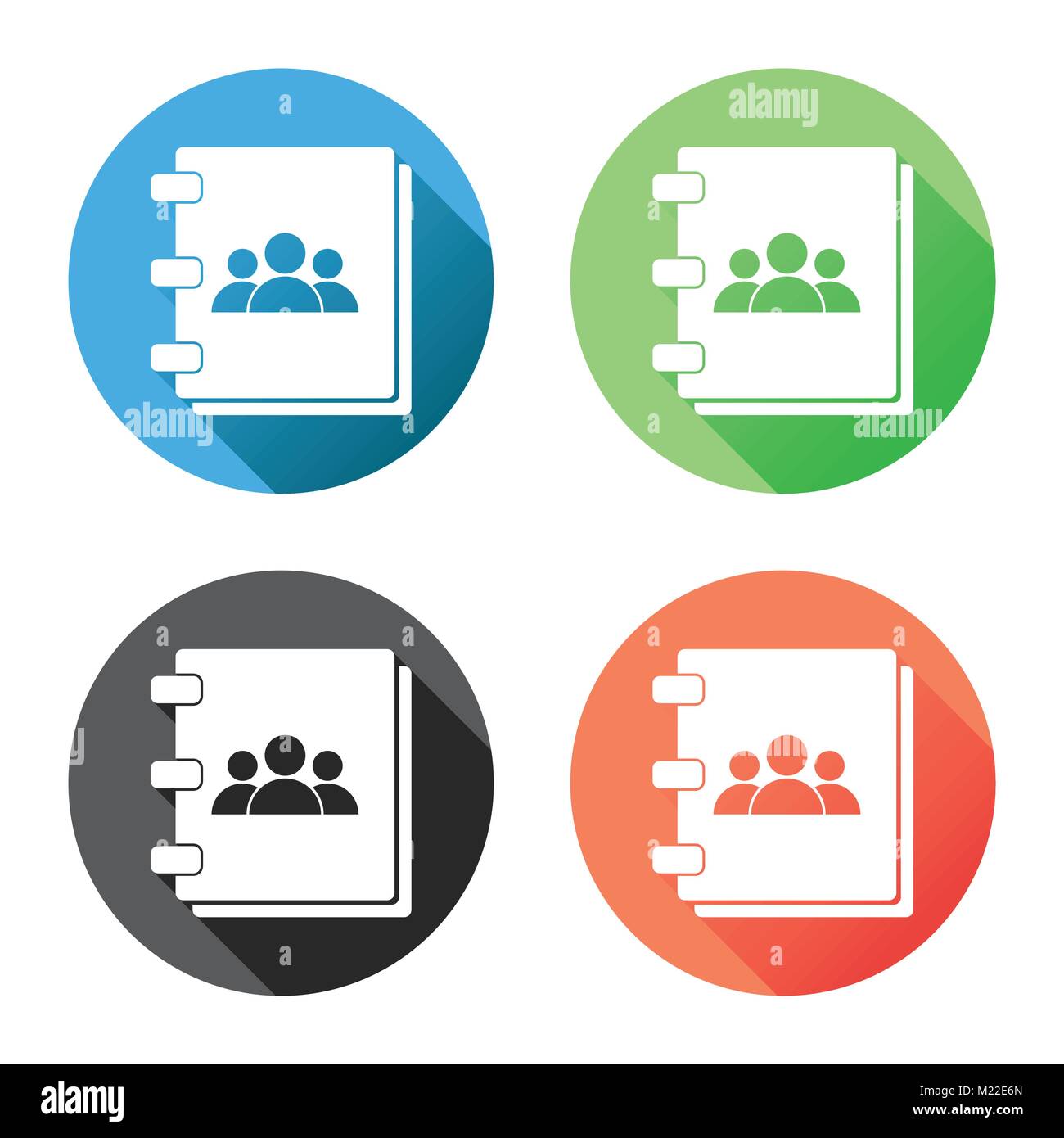 Address book icon with long shadow. Contact note flat vector ...