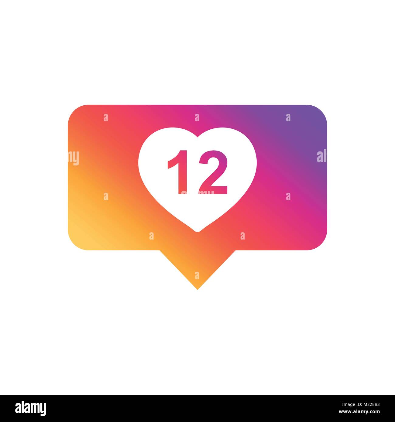 Like, comment, follower icon. Flat vector illustration with heart on ...