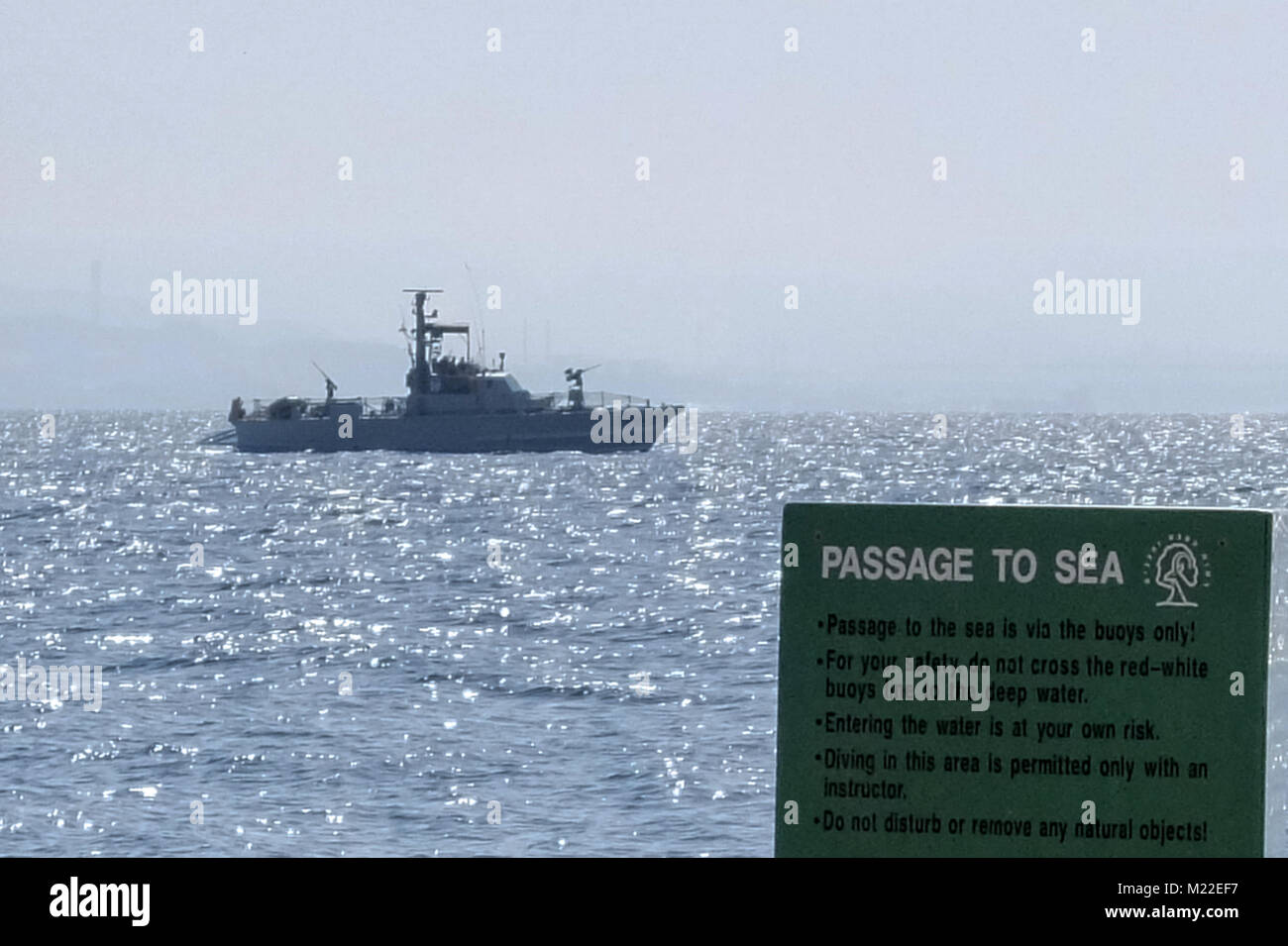 An IDF Navy patrol boat patrols the waters of the Gulf of Eilat in the ...