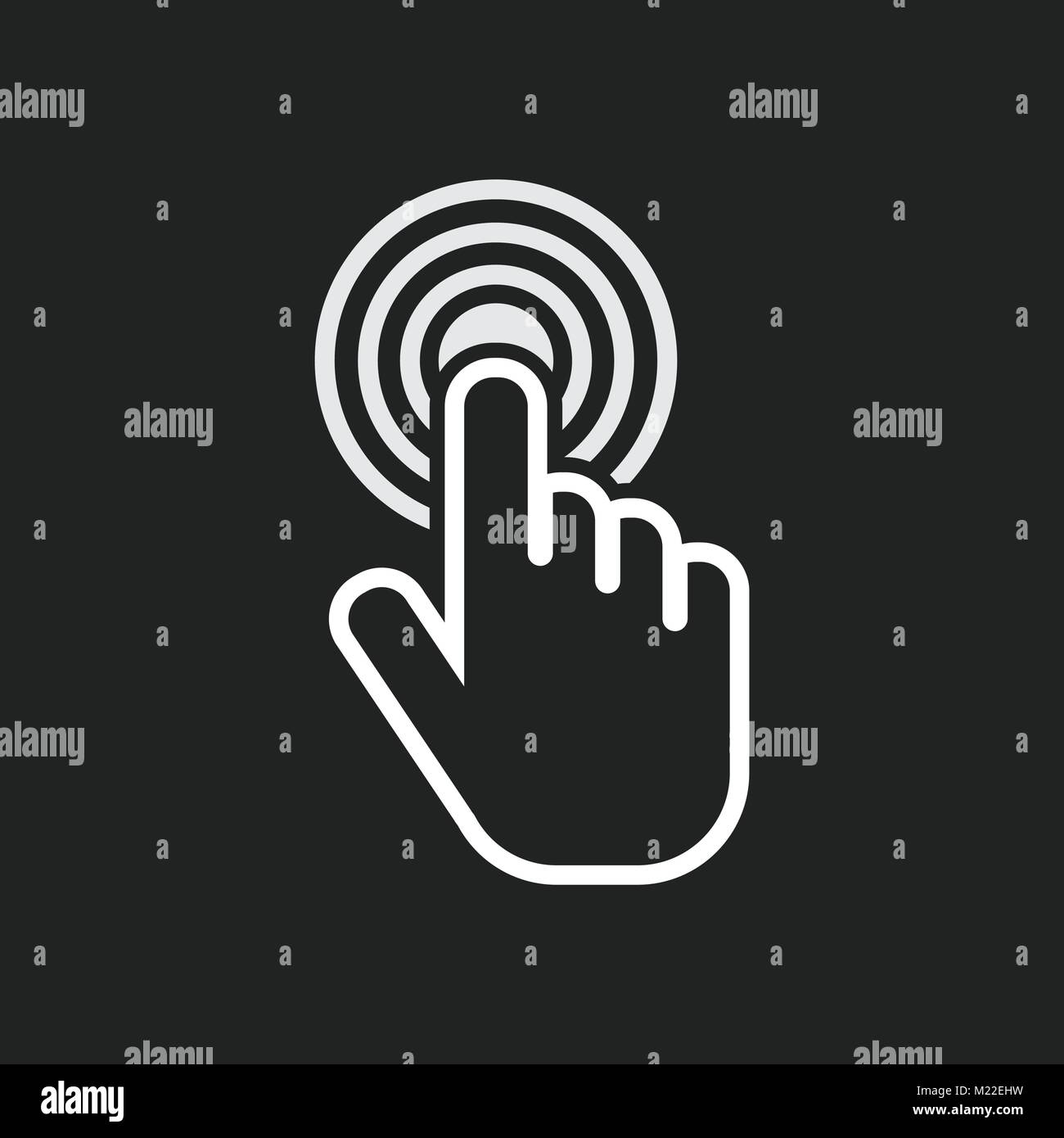 Click hand icon. Cursor finger sign flat vector. Illustration on black ...
