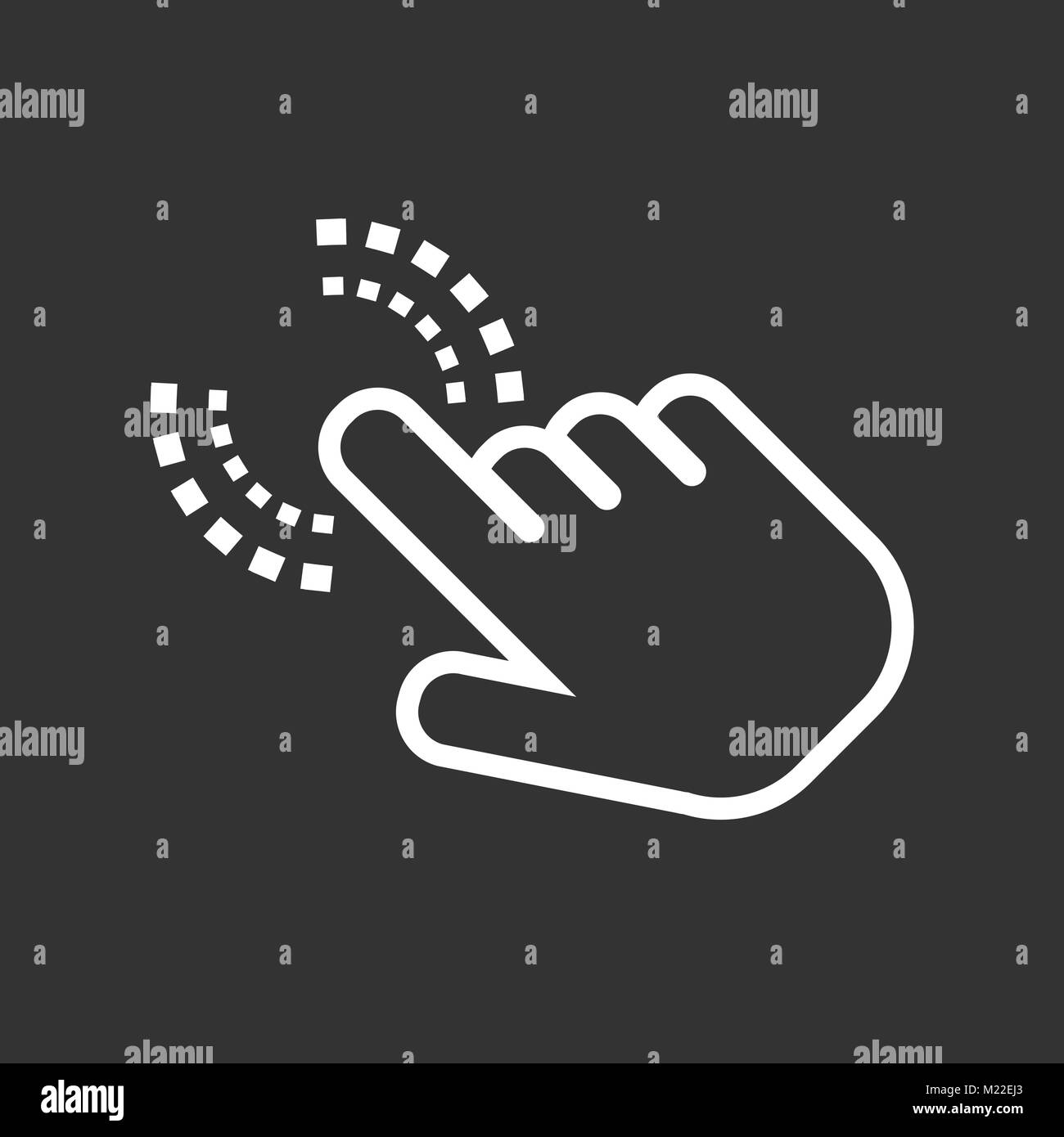 Click hand icon. Cursor finger sign flat vector. Illustration on black ...