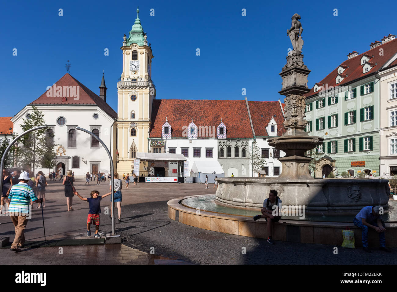 Slovakia, city of Bratislava, Old Town, Main Square (Hlavne Namestie ...