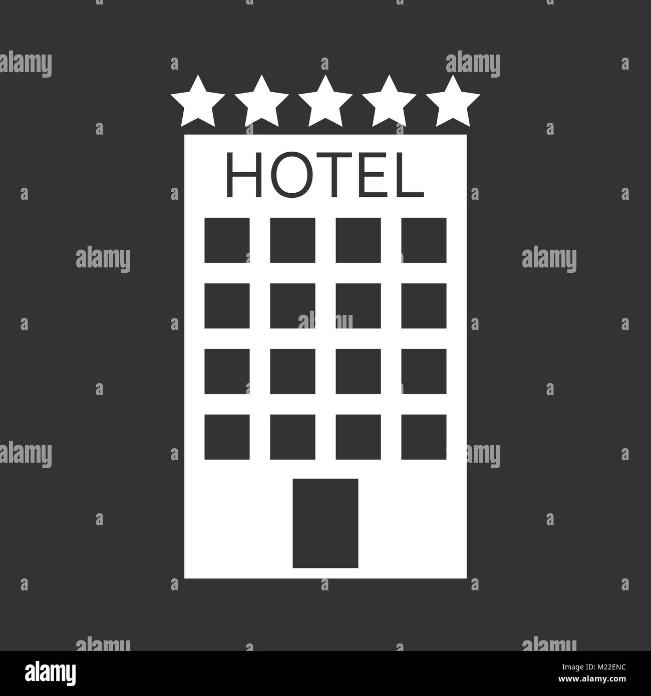 Hotel icon isolated on black background. Simple flat pictogram for ...