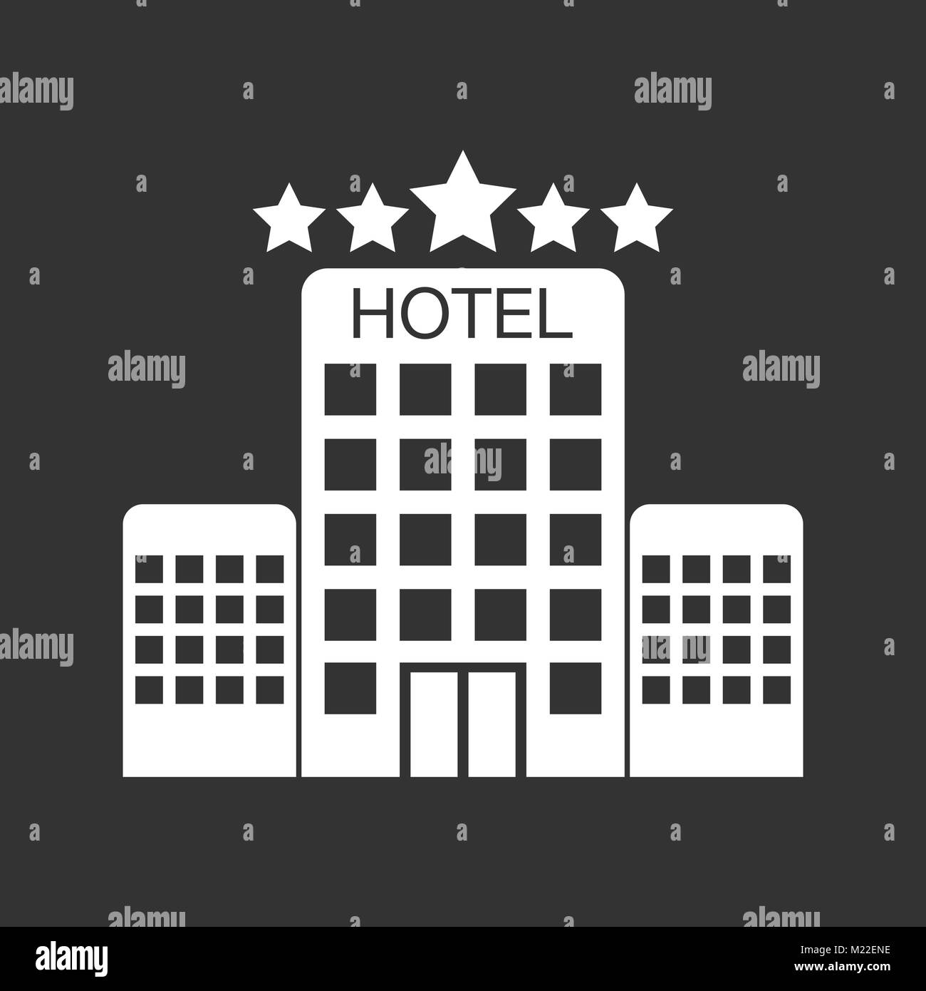 Hotel icon isolated on black background. Simple flat pictogram for ...