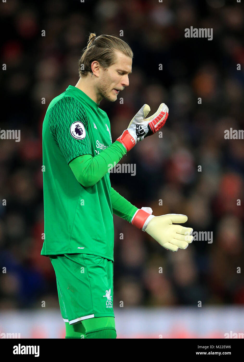 Liverpool goalkeeper Loris Karius during the Premier League match at ...