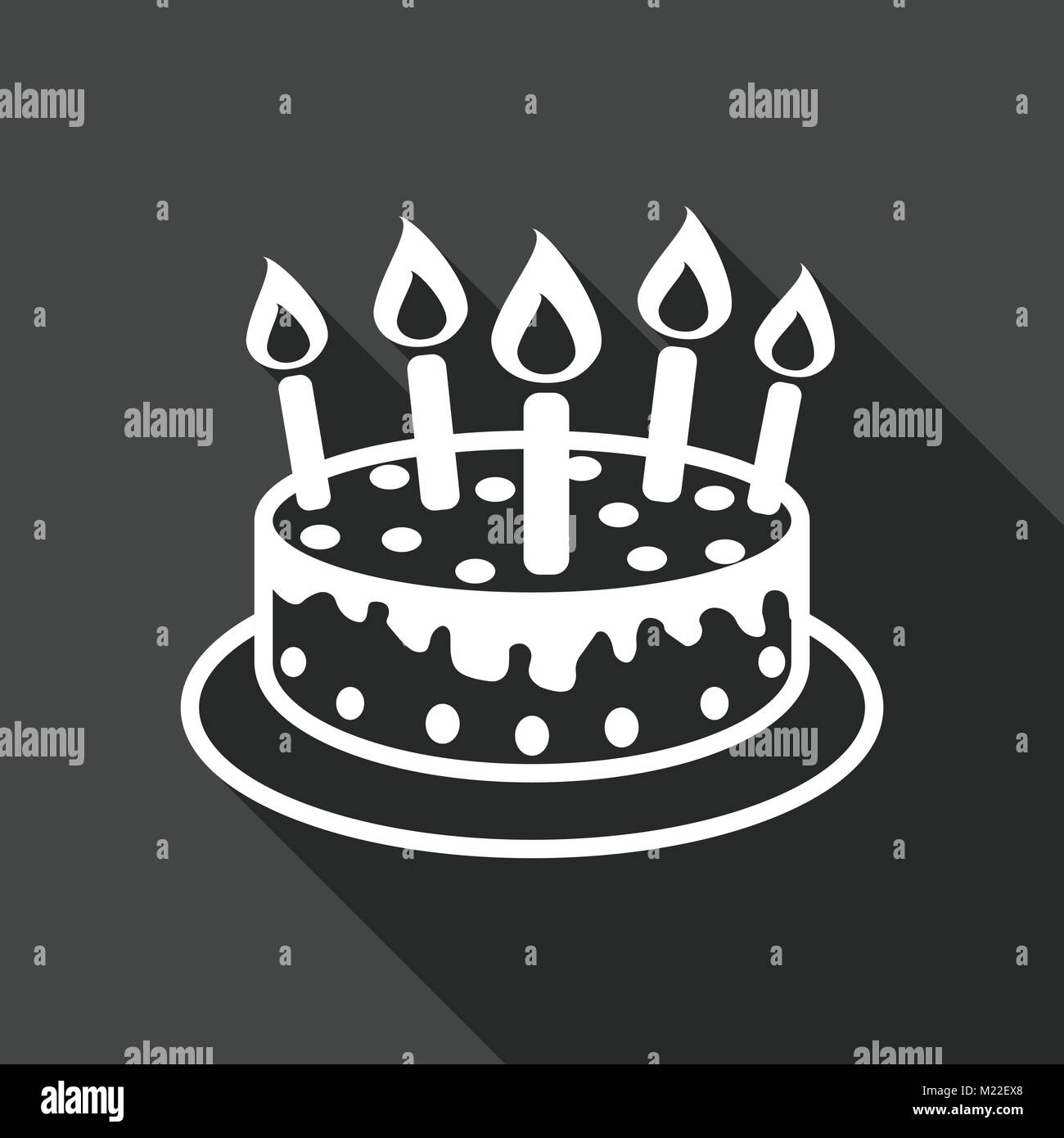 Birthday cake with burning candles pictogram icon. Simple pictogram for ...