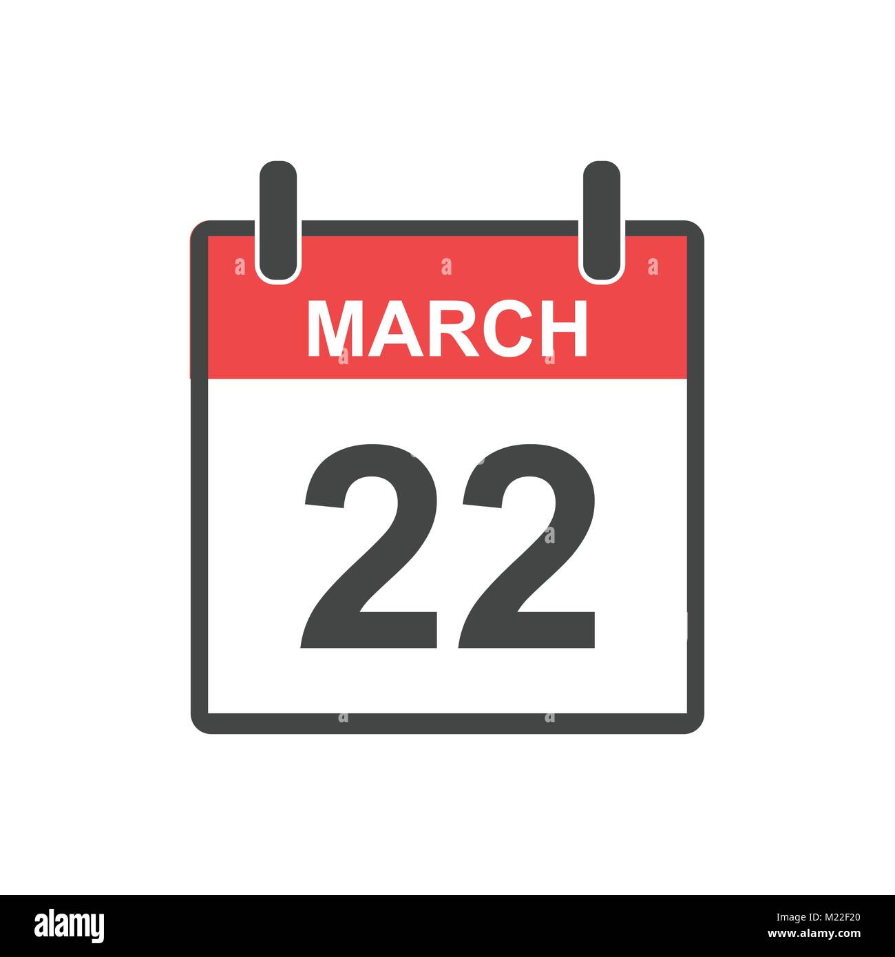 March 22 calendar icon. Vector illustration in flat style Stock Vector ...
