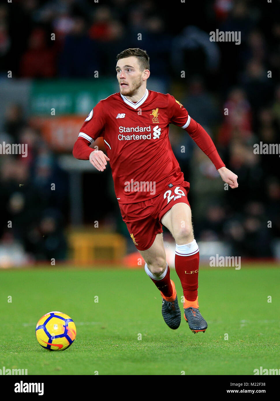 Liverpool's Andrew Robertson during the Premier League match at Anfield ...