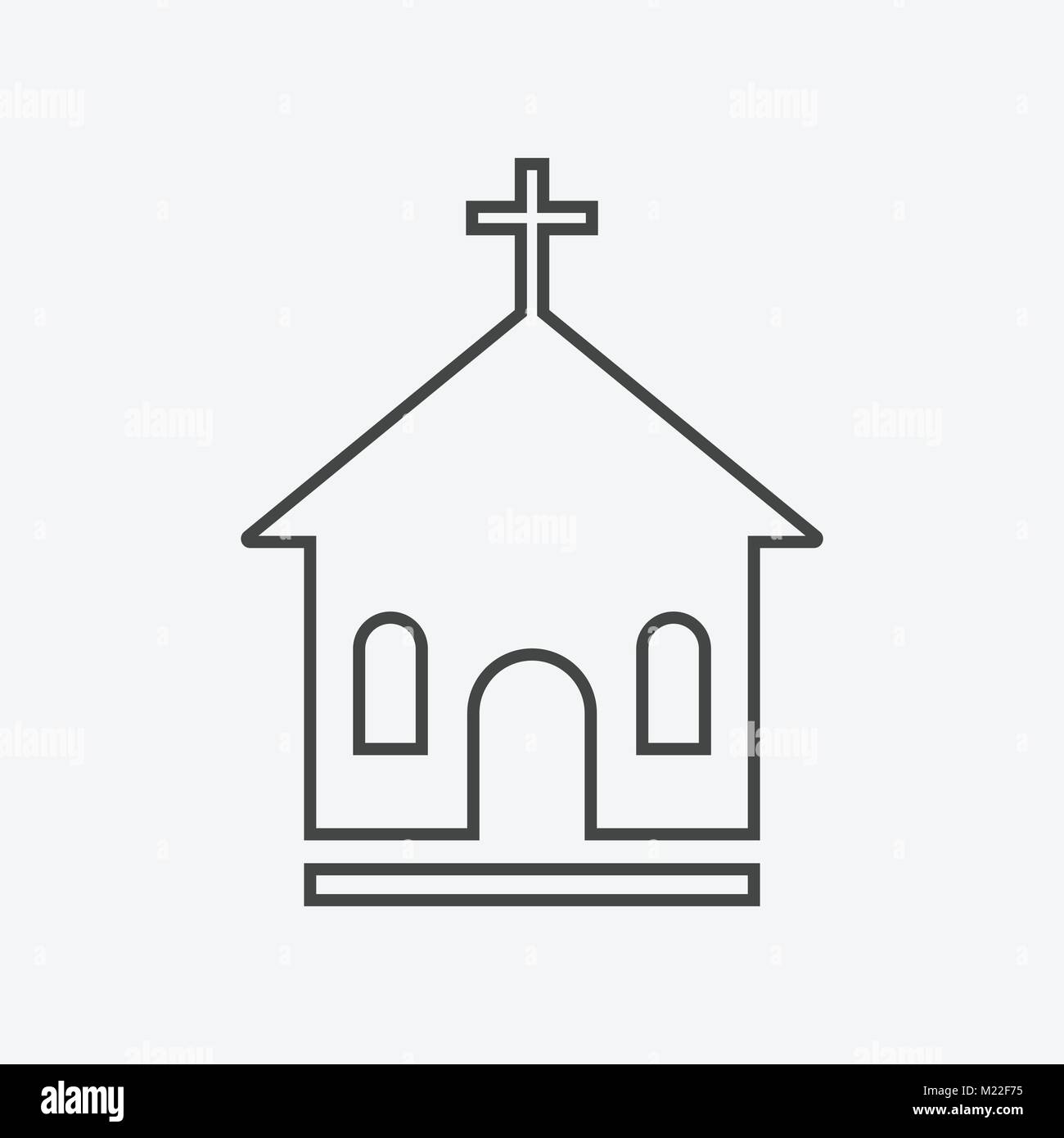 Line church sanctuary vector illustration icon. Simple flat pictogram ...