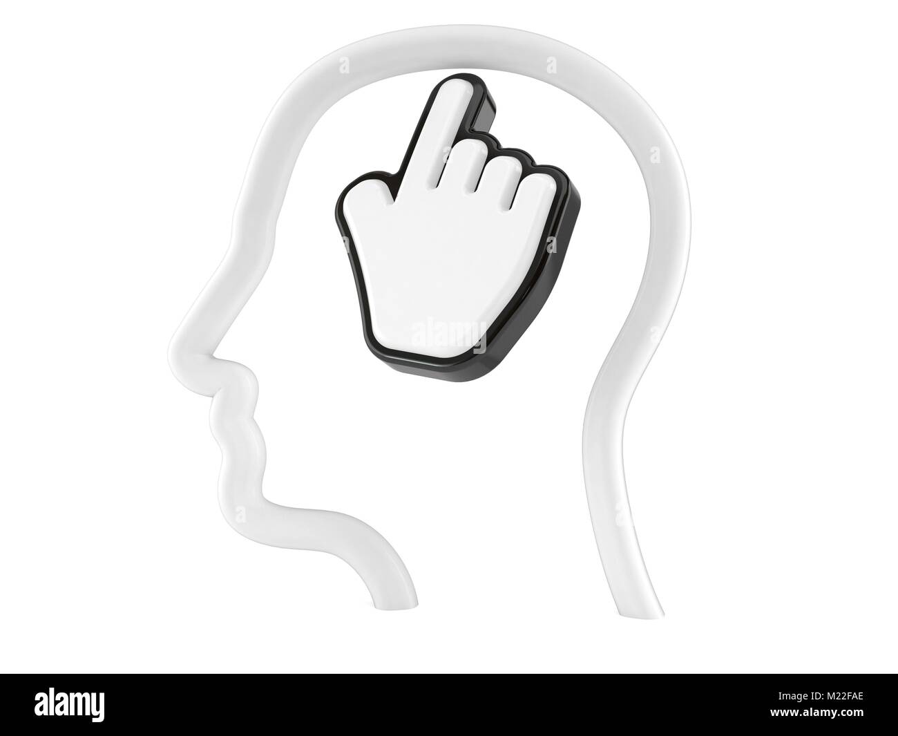 Cursor inside head isolated on white background Stock Photo - Alamy
