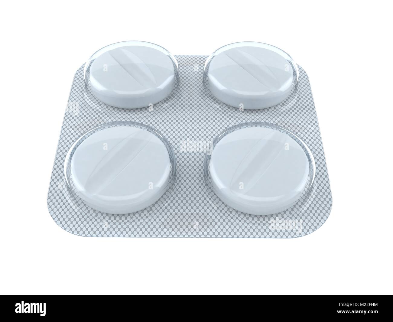 Four white tablets isolated on white background Stock Photo - Alamy