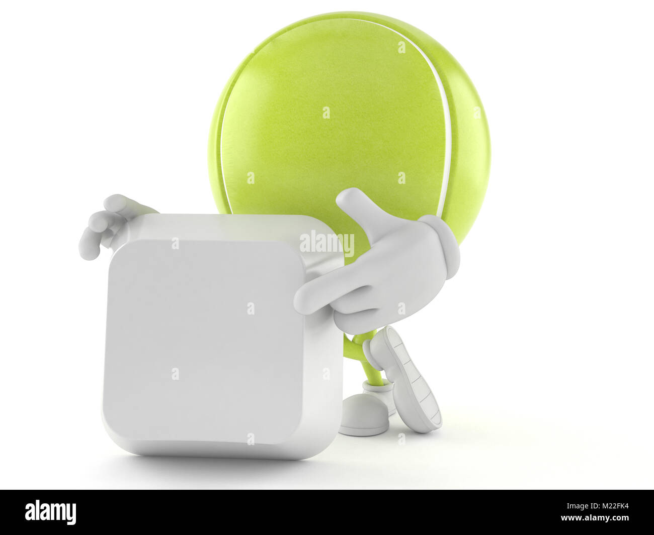 Tennis ball character with blank keyboard key isolated on white ...