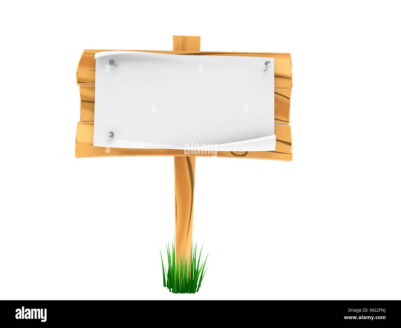 Wooden sign with blank paper isolated on white background Stock Photo ...