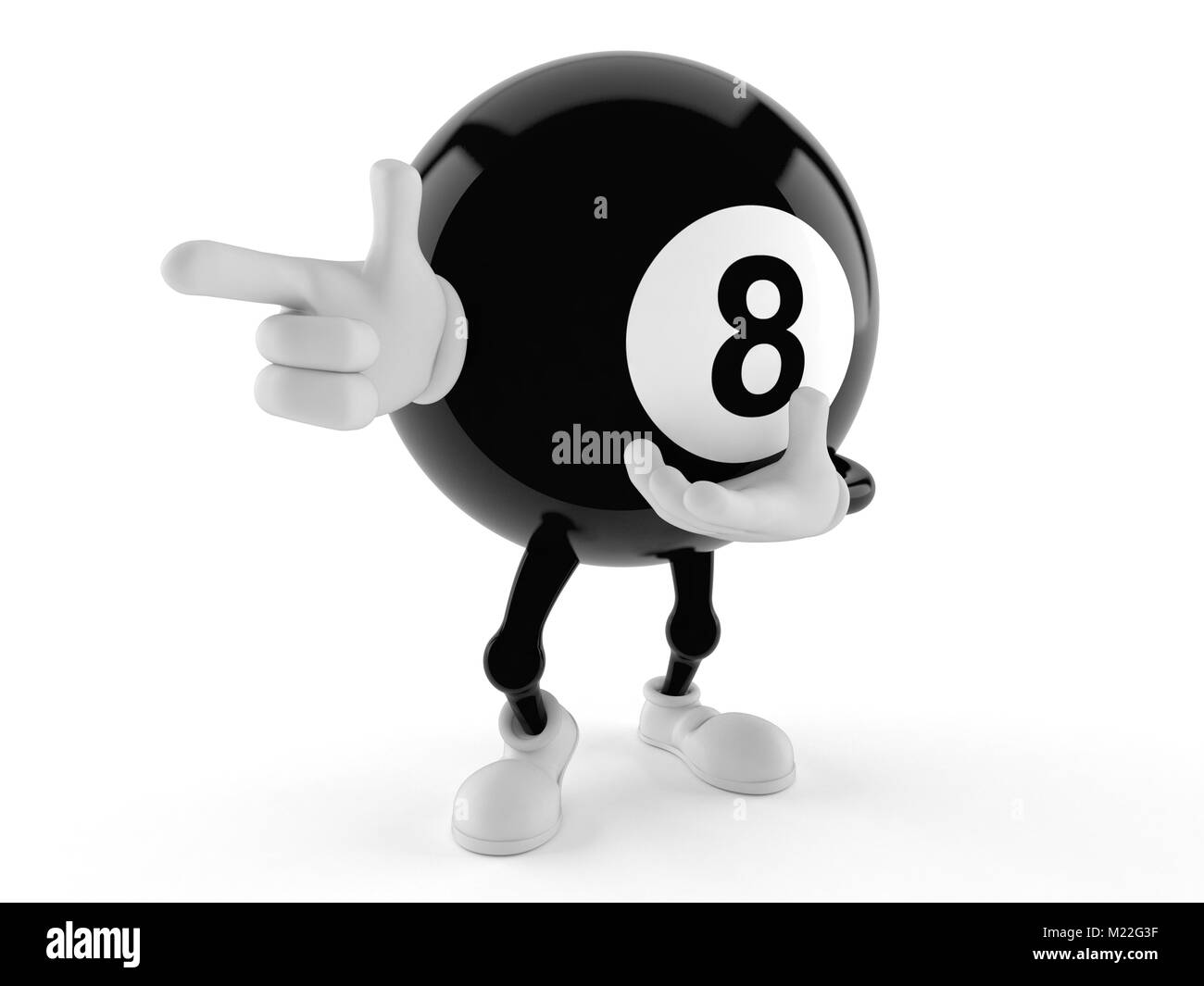 Eight ball character pointing isolated on white background Stock Photo ...