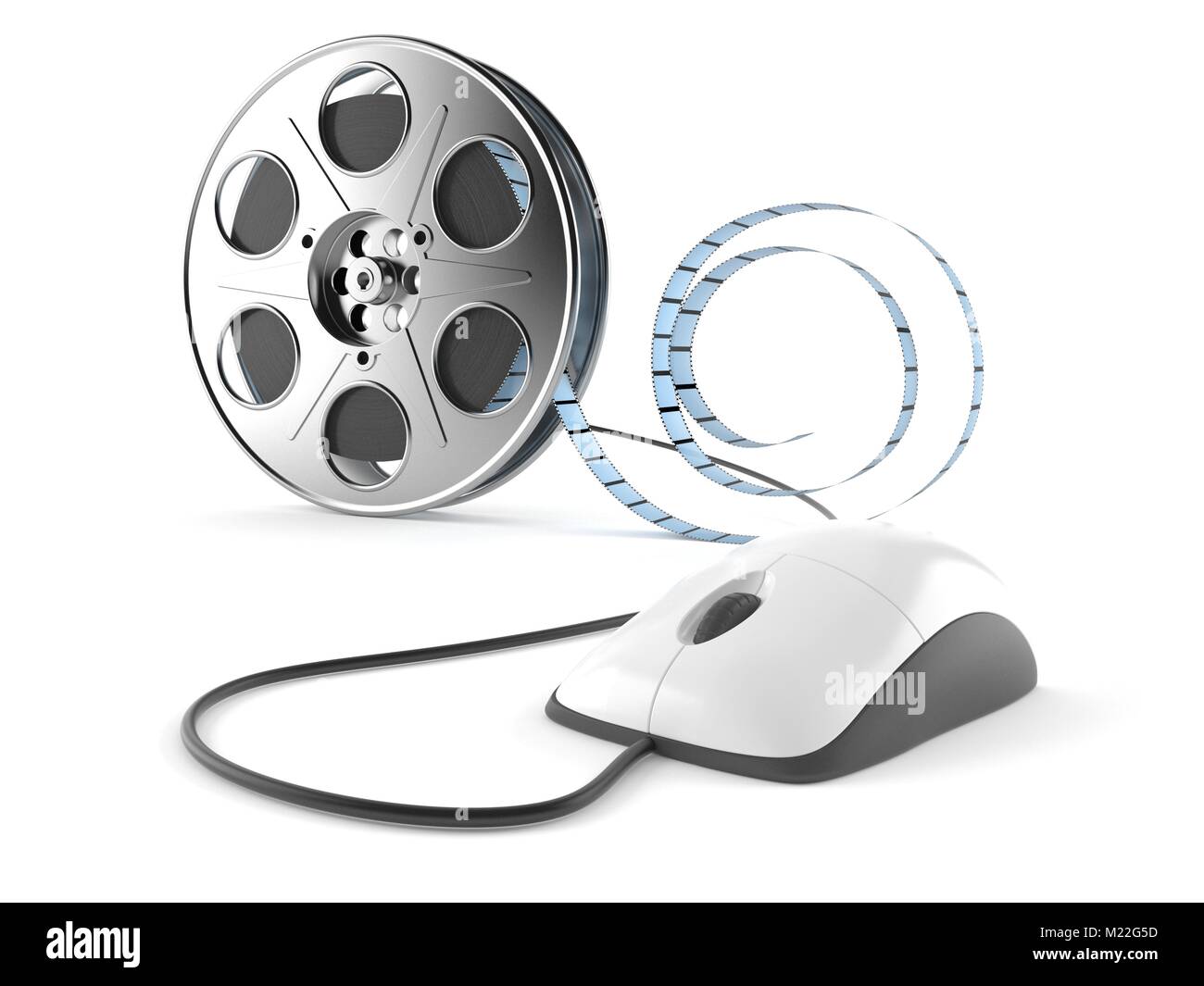 Film reel with computer mouse isolated on white background Stock Photo ...